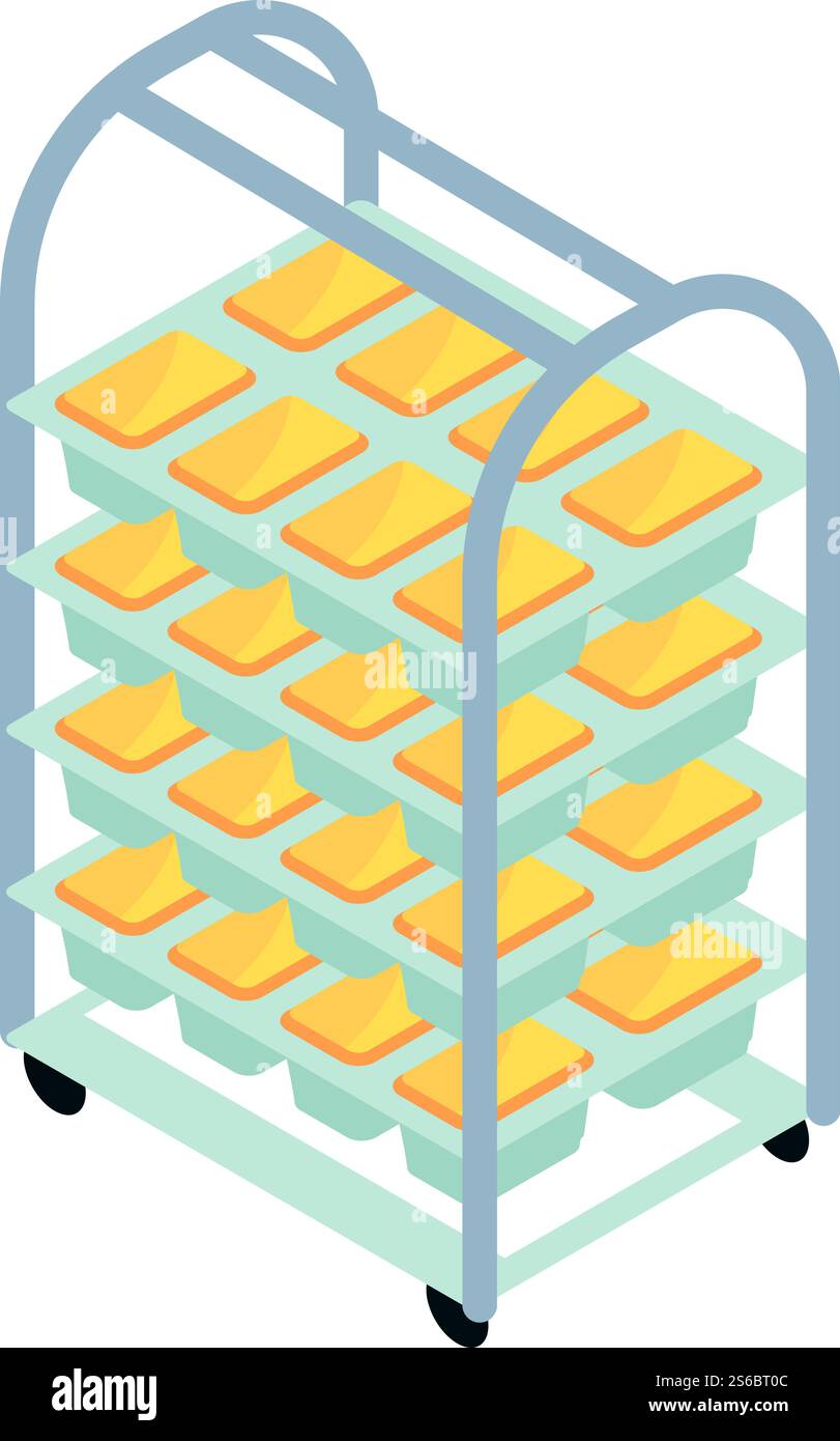 Bakery factory bread cart icon. Isometric of bakery factory bread cart ...