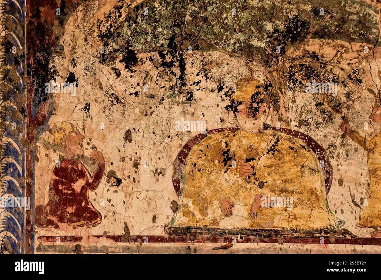 Fresco depicting Guru Nanak with his retinue (Bhai Mardana and Bhai Bala) from Mansar Haveli ...