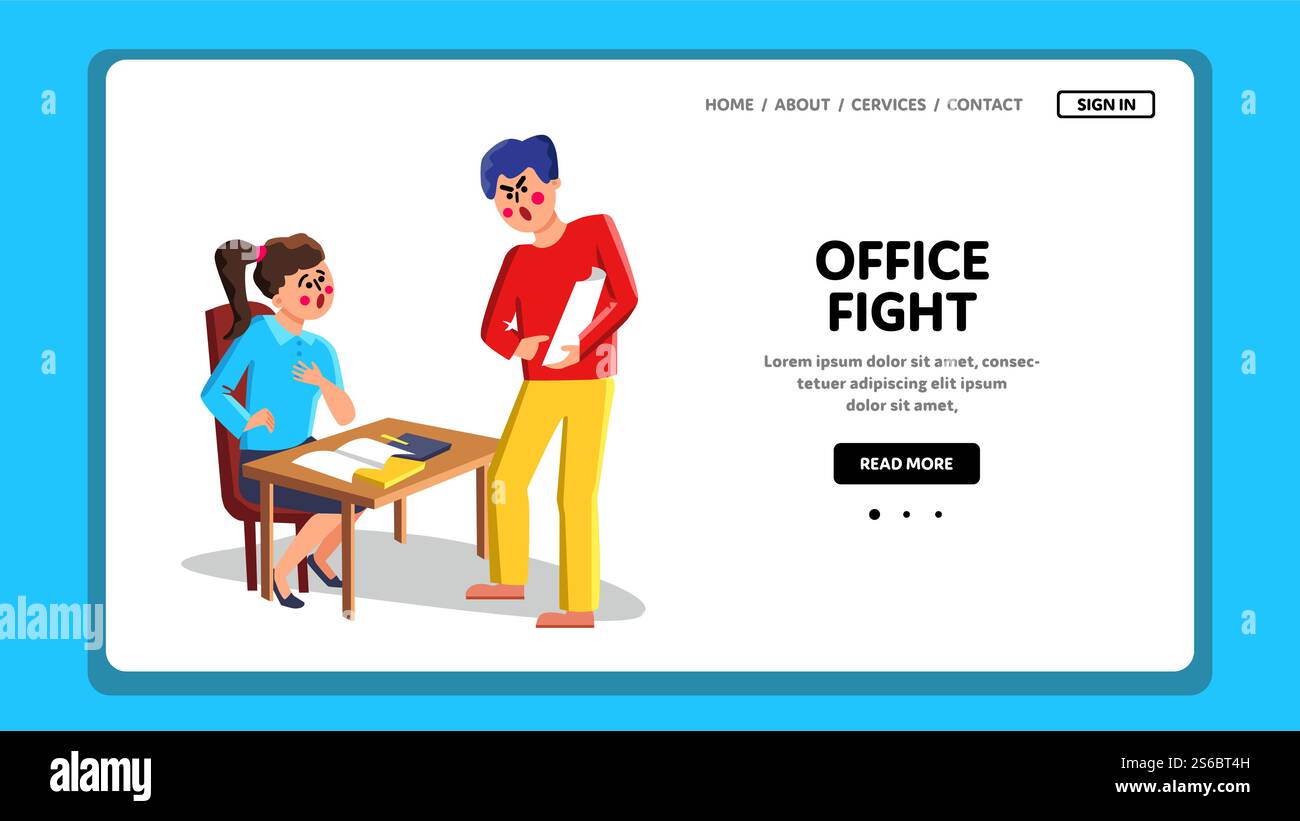 Office Fight Colleagues People Quarrel Vector. Young Man Holding ...