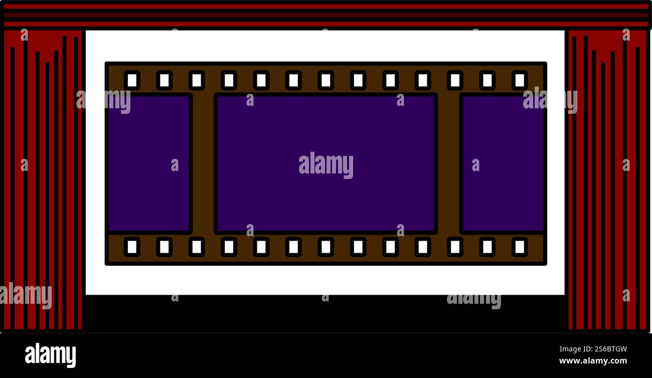 Cinema Theater Auditorium Icon. Editable Outline With Color Fill Design ...