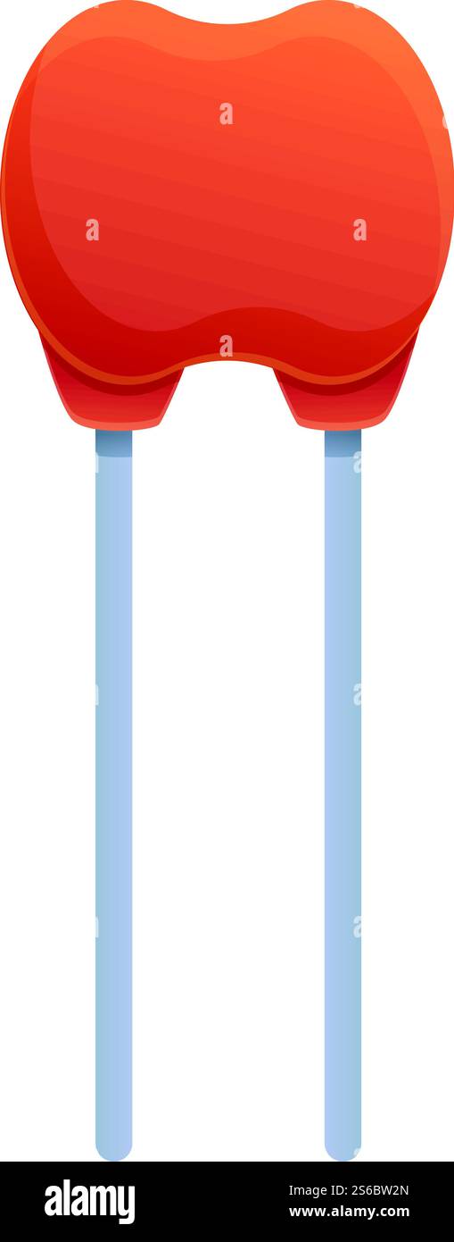 Red capacitor icon. Cartoon of red capacitor vector icon for web design ...