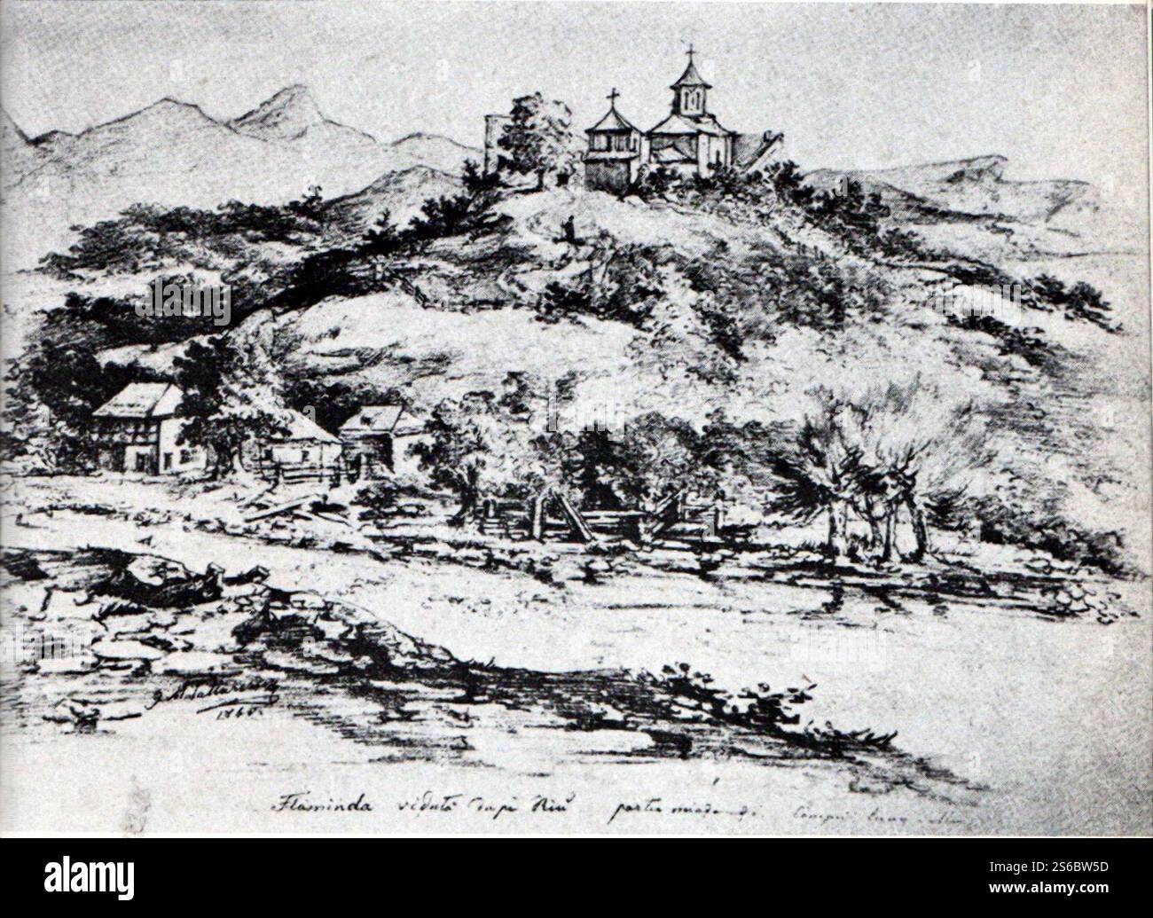 Gheorghe Tattarescu - Biserica Flamanda, Câmpulung-Muscel, vazuta de pe ...