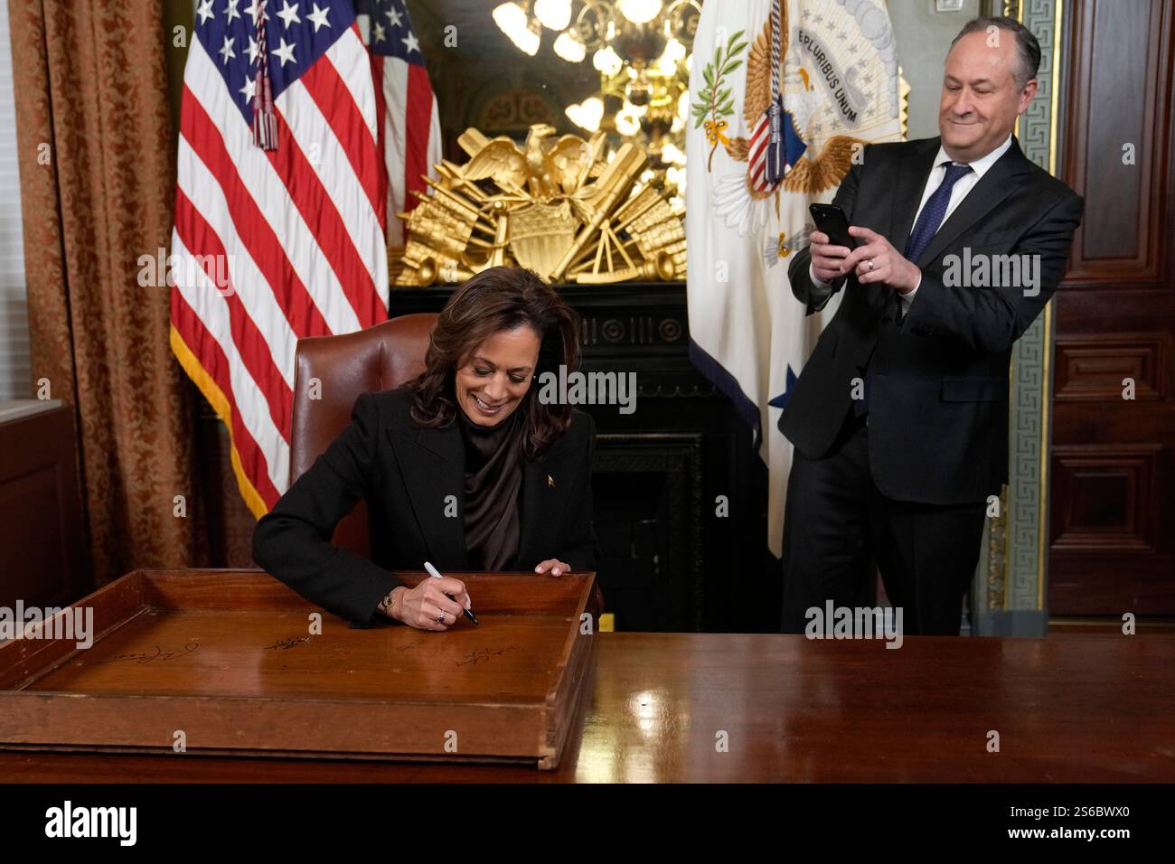 Vice President Kamala Harris, with second gentleman Doug Emhoff at ...