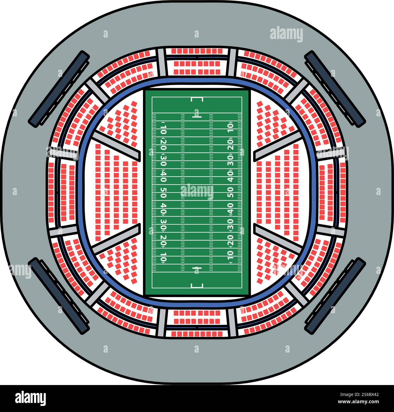 American Football Stadium Bird’s-eye View Icon. Editable Outline With ...