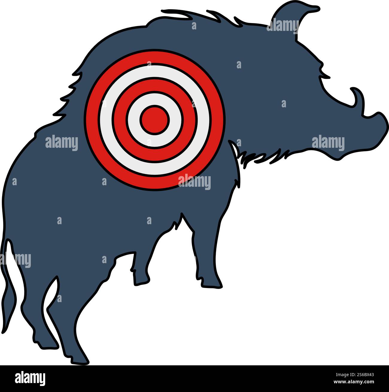 Icon Of Boar Silhouette With Target. Editable Outline With Color Fill ...