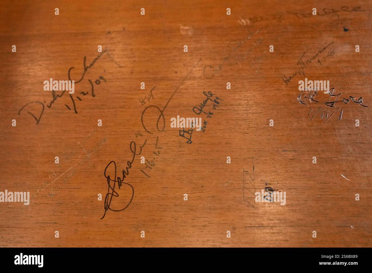 The signature of Vice President Kamala Harris is viewed among other ...