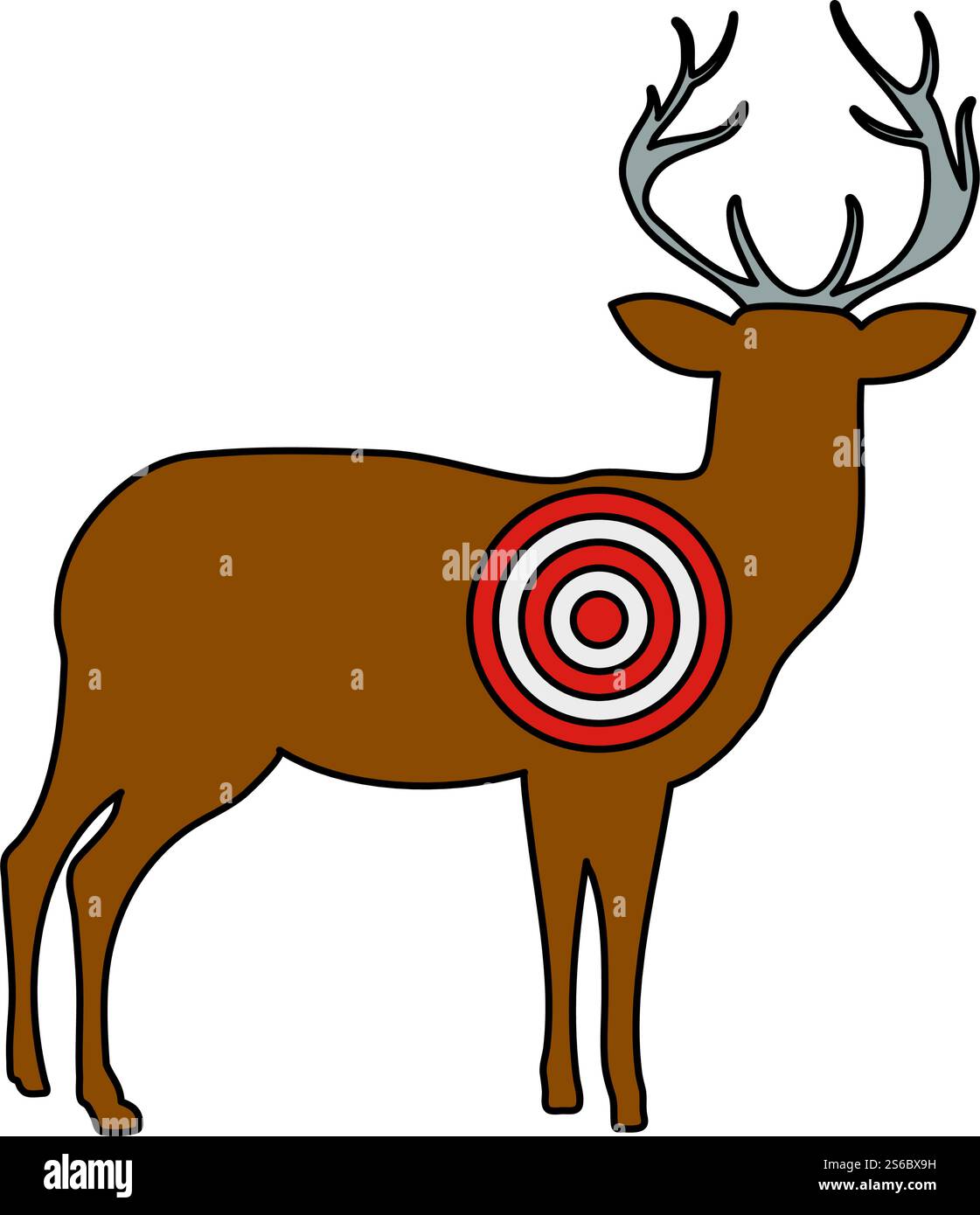 Icon Of Deer Silhouette With Target. Editable Outline With Color Fill ...