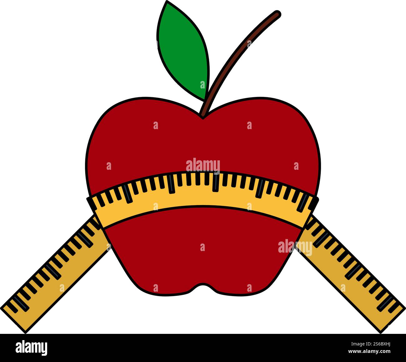 Icon Of Apple With Measure Tape. Editable Outline With Color Fill ...