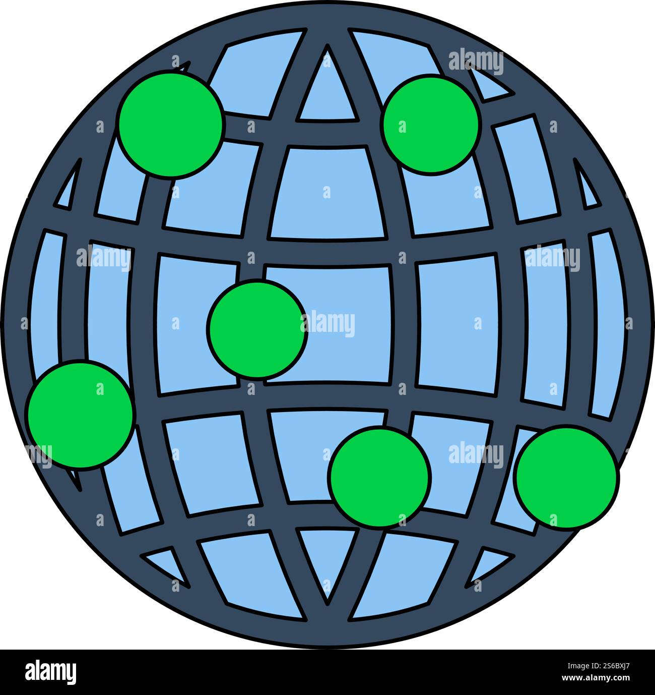 Globe Connection Point Icon. Editable Outline With Color Fill Design ...