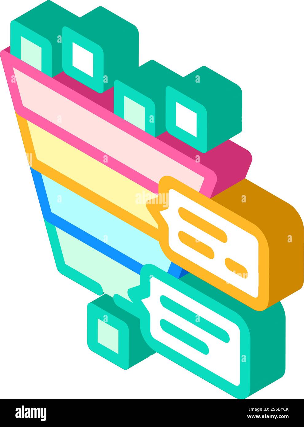 pyramided analysis with comments isometric icon vector. pyramided ...