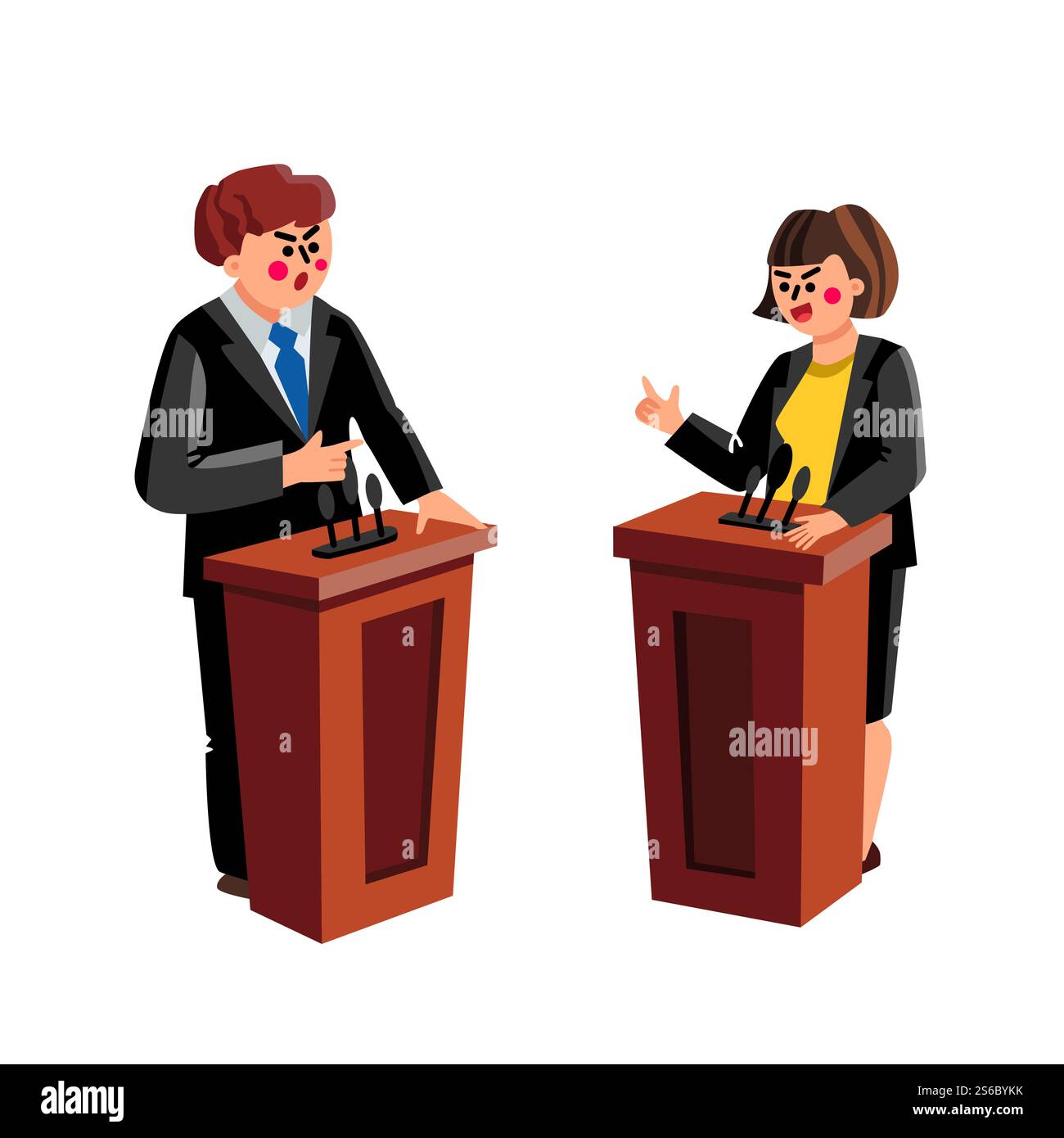Speaker Politician Debate Or Conference Vector. Man And Woman Speaker ...