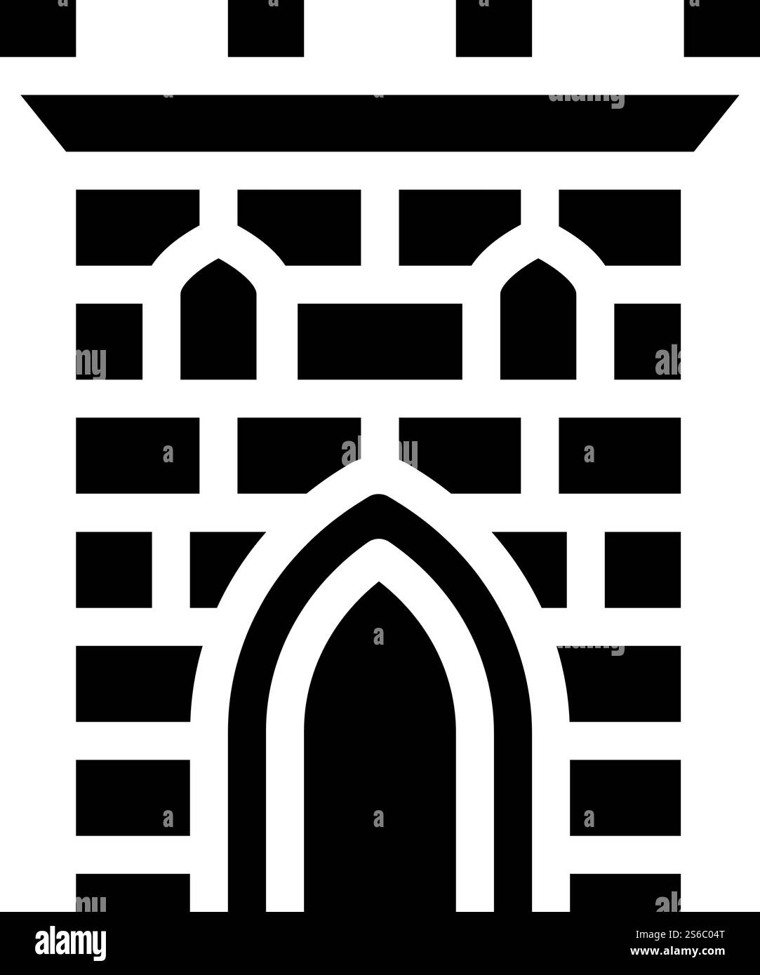 castle tower glyph icon vector. castle tower sign. isolated contour ...