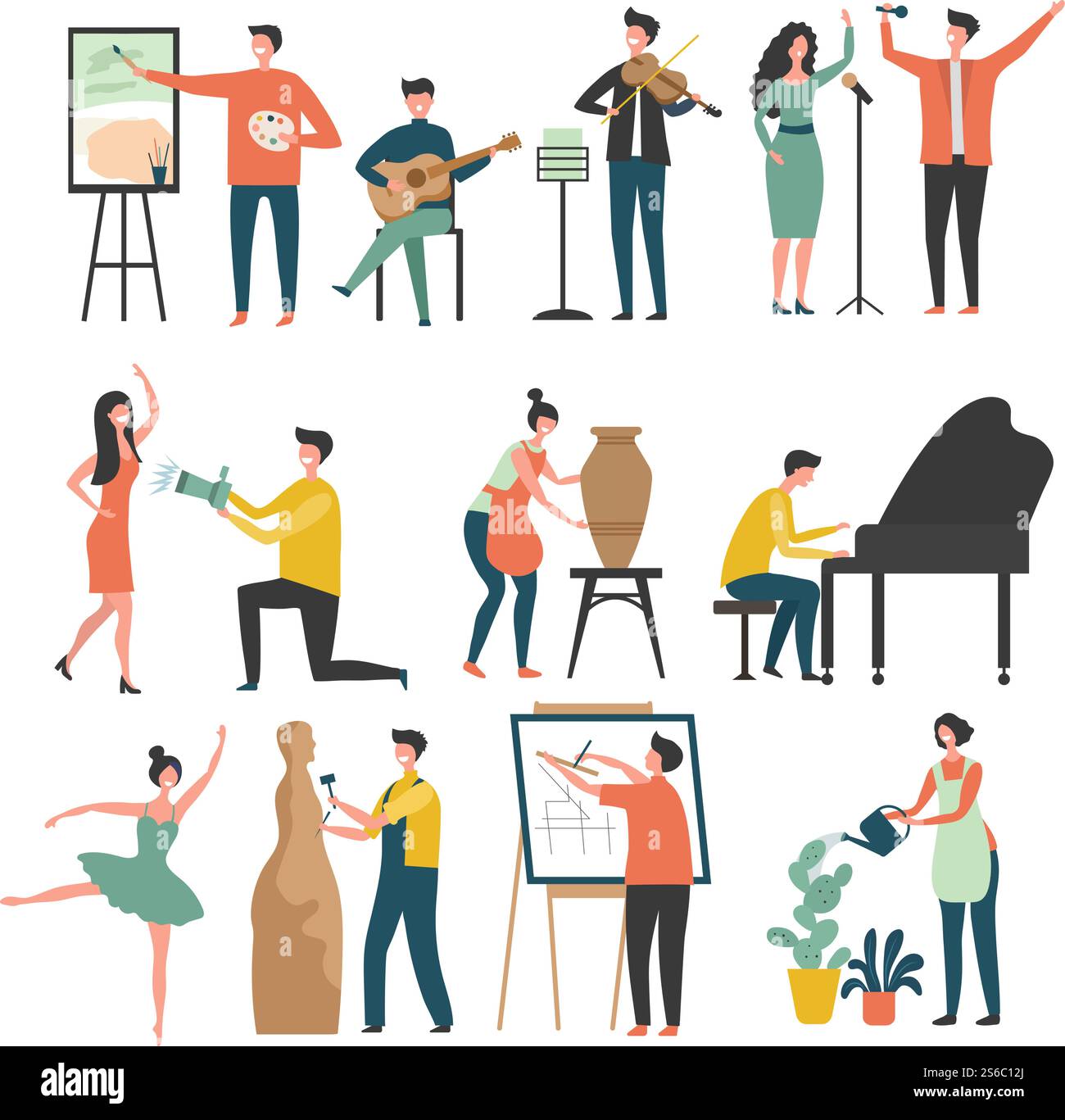 Creative profession. Stylized characters of creative peoples artists ...