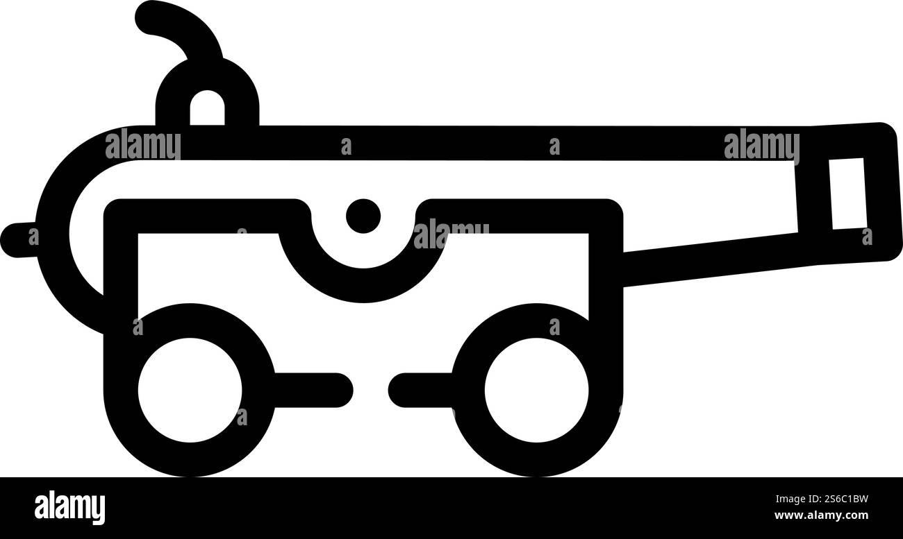 medieval cannon line icon vector. medieval cannon sign. isolated ...