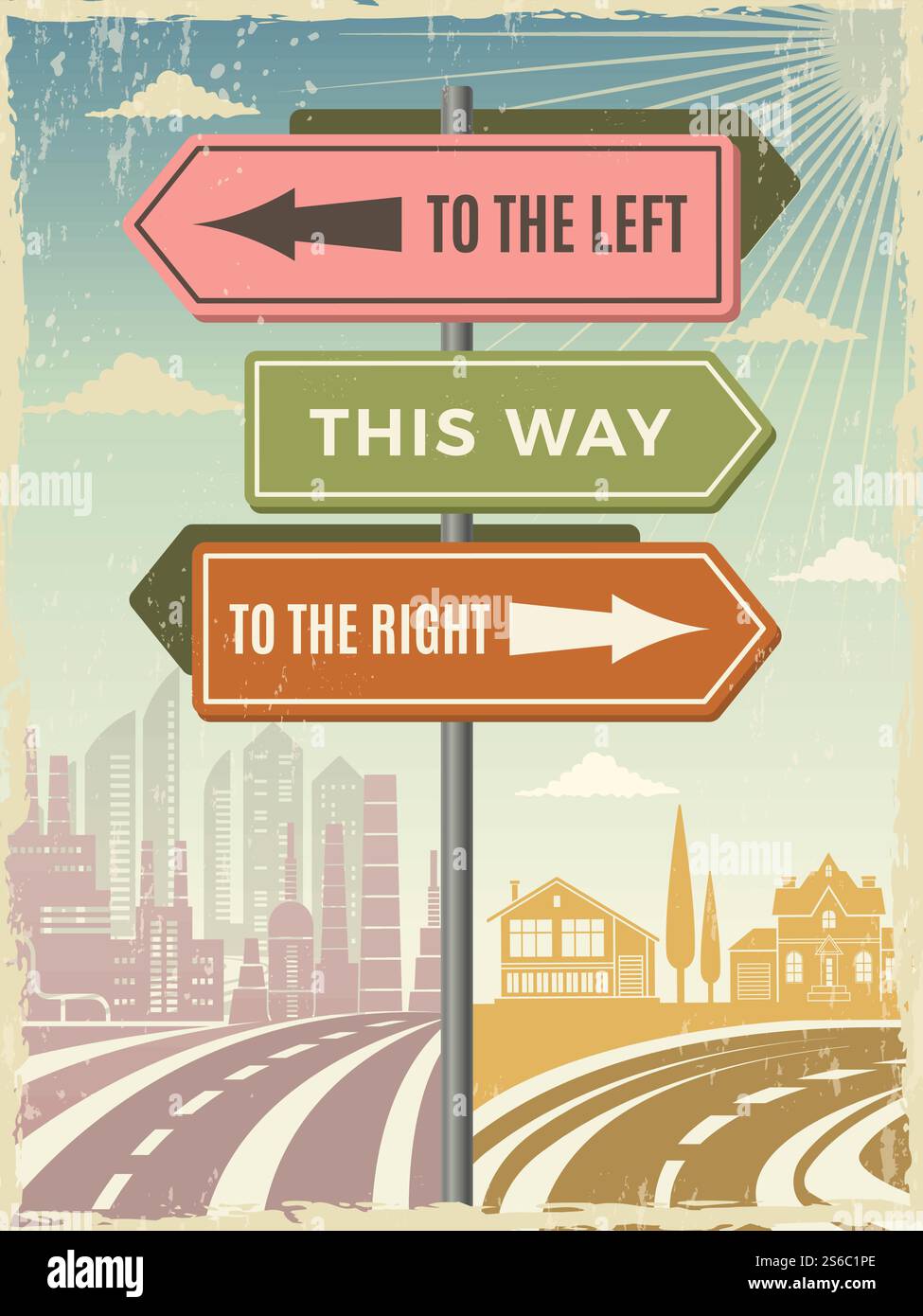 Road direction boards. Modern street directional street arrows vector ...