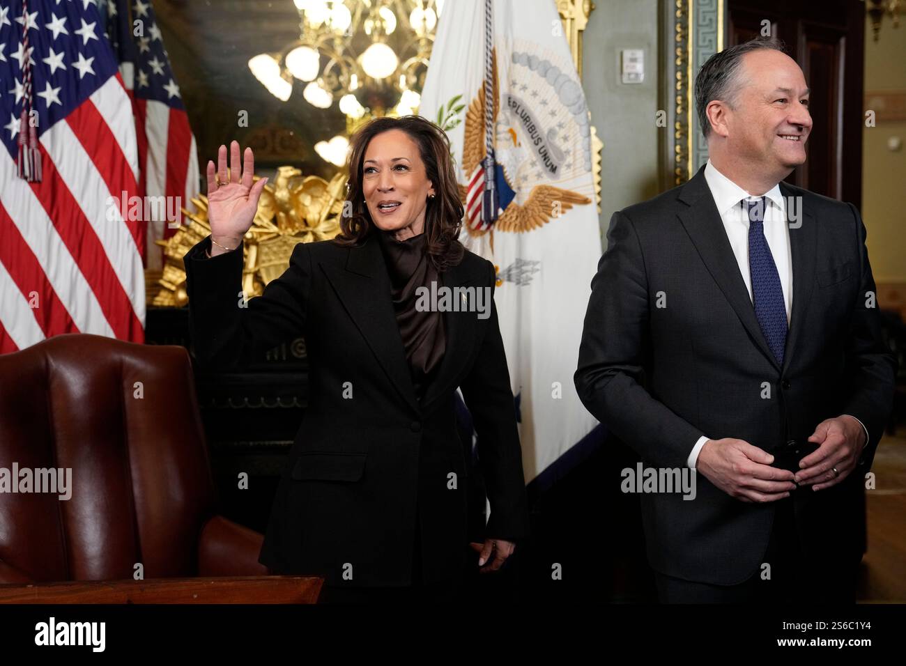 Vice President Kamala Harris, left, and second gentleman Doug Emhoff ...