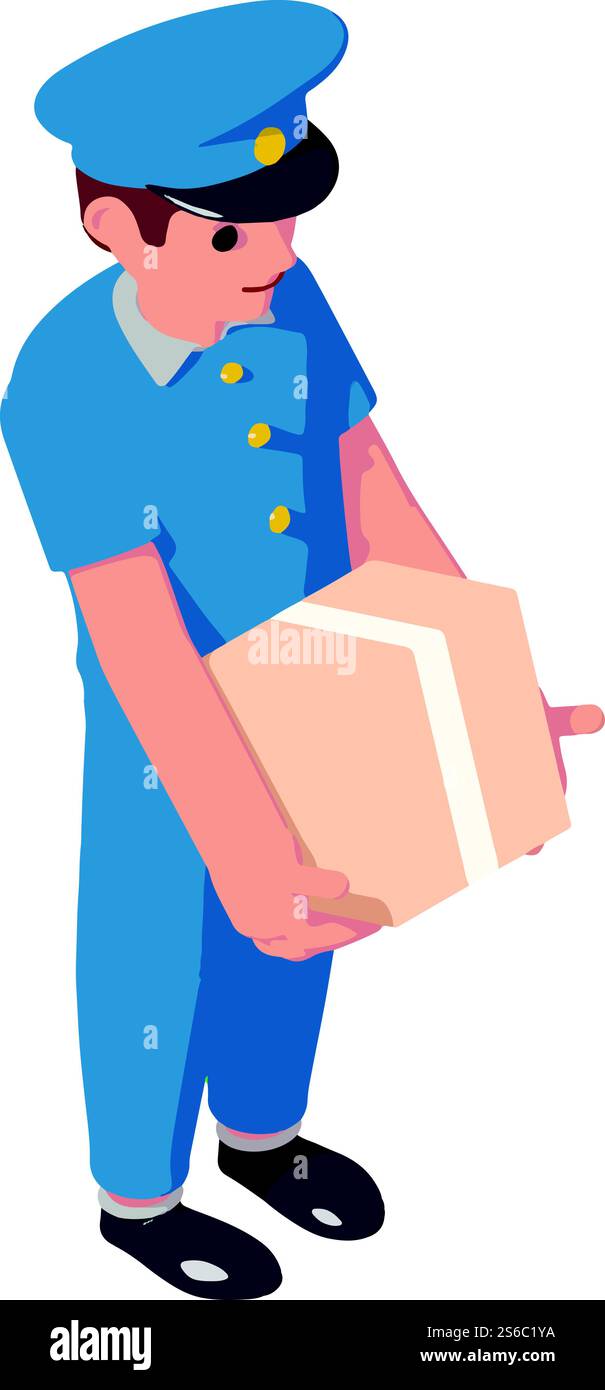 Postman parcel box delivery icon. Isometric of postman parcel box ...