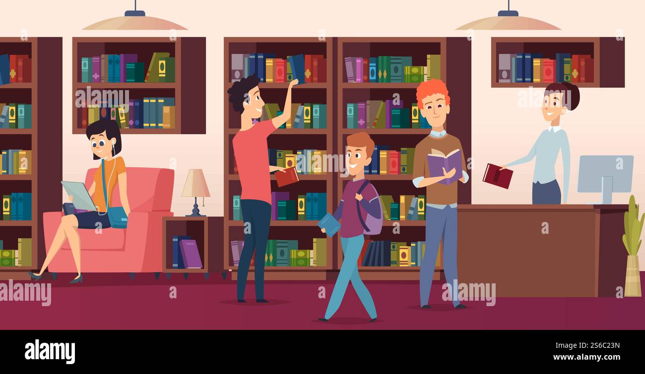 Library background. Bookshelves in school biblioteca students chose a ...
