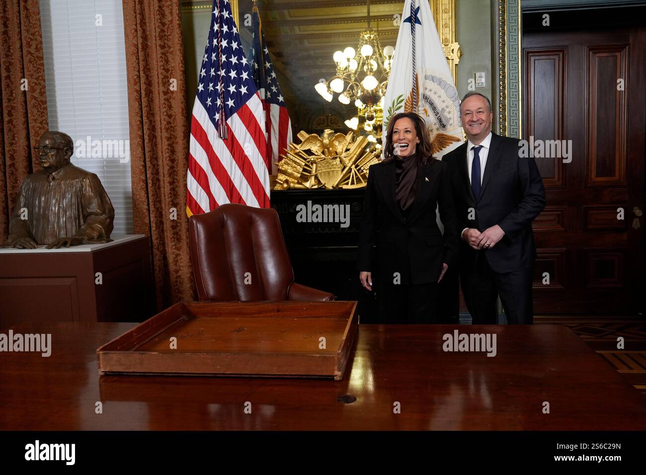 Vice President Kamala Harris, left, and second gentleman Doug Emhoff ...