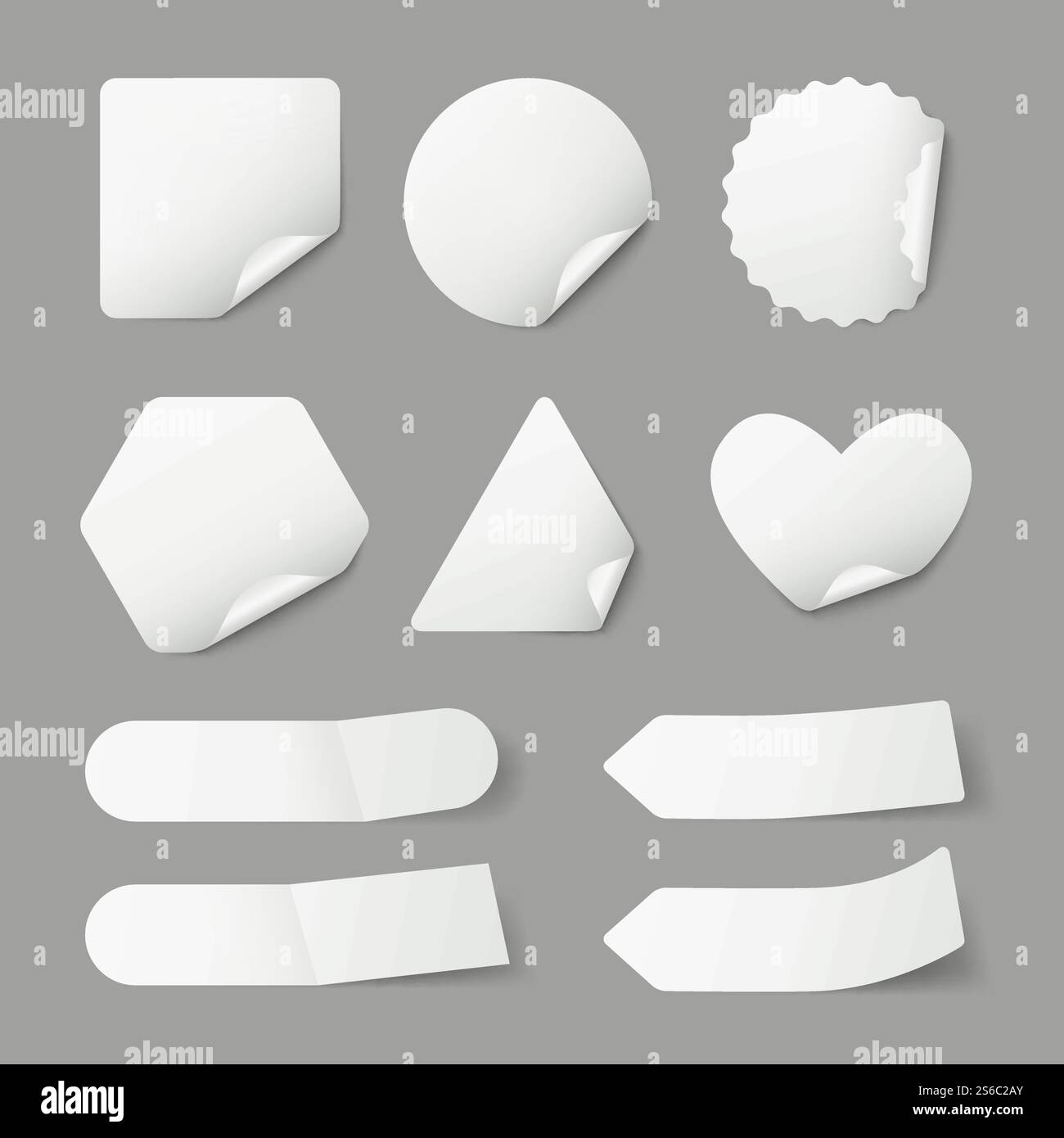 Stickers. Paper blank labels with realistic shadows and curled corners ...