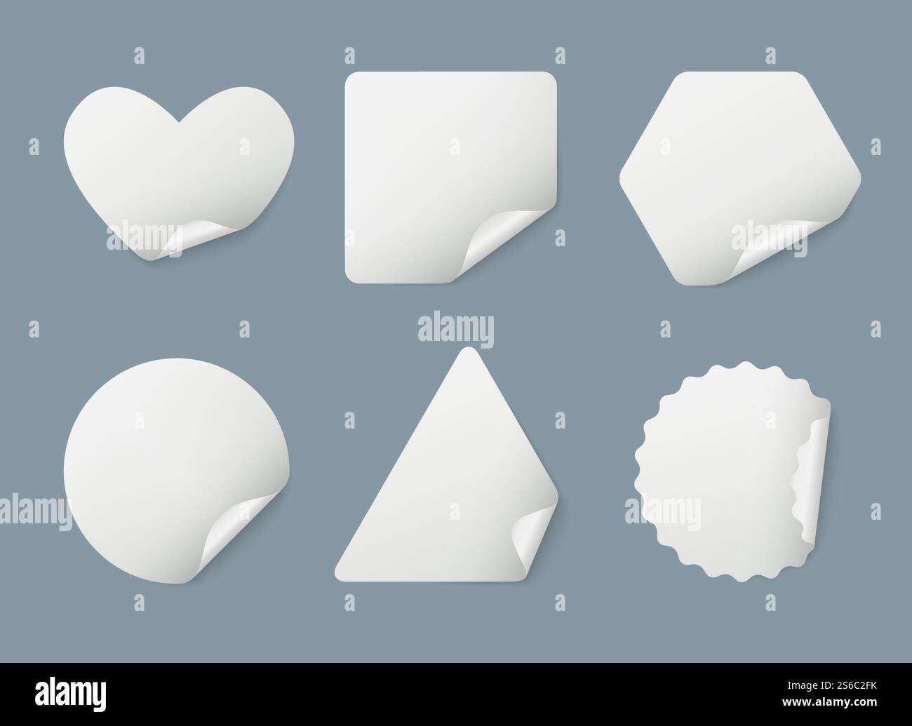 Stickers realistic. Wrapped white paper bookmarks stickers with shadows ...