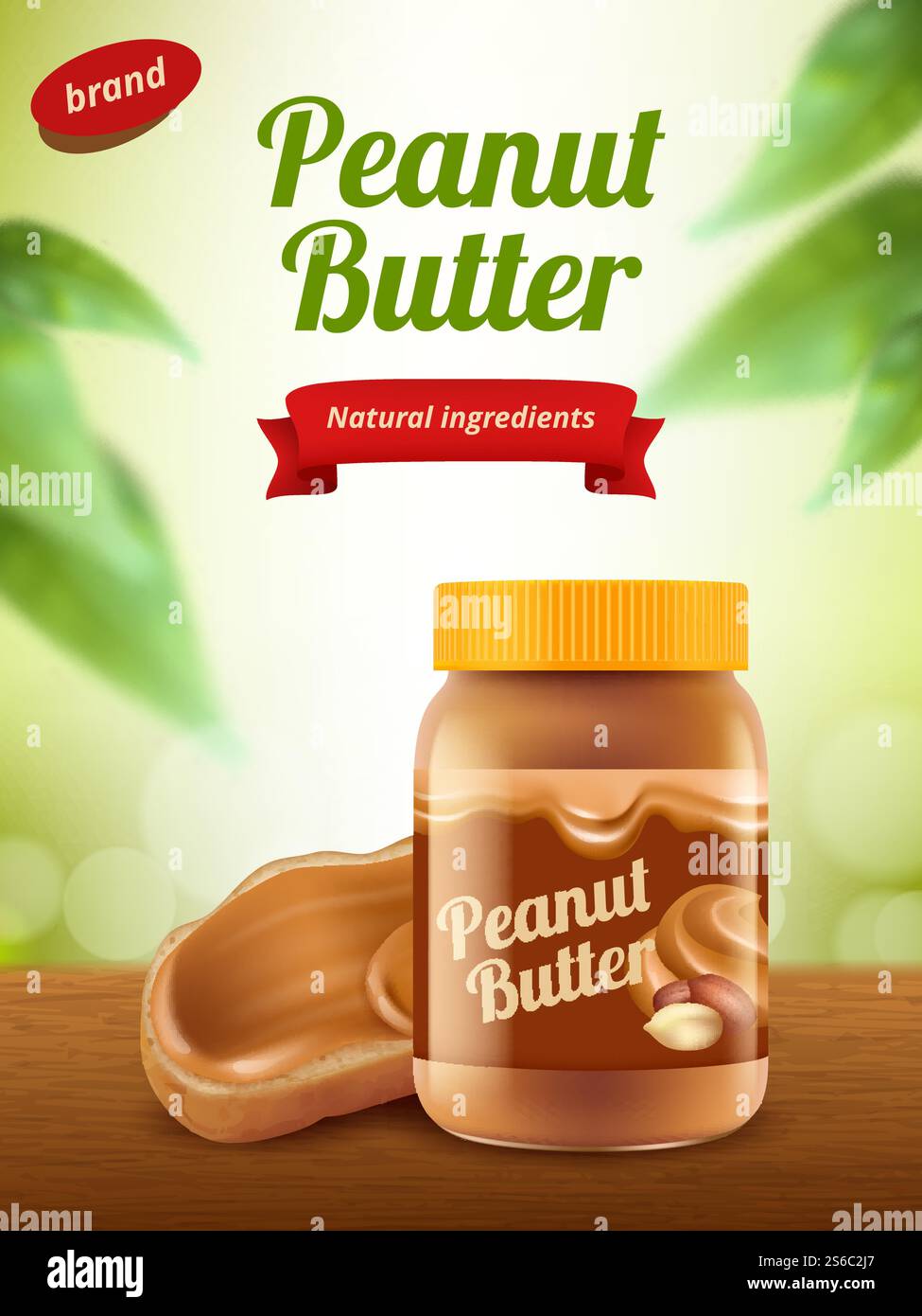 Peanut butter advertising. Creamy healthy sweet chocolate food placard ...