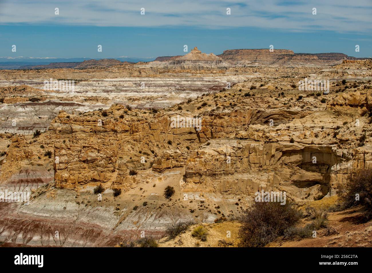 Angel Peak (upper center) and its badlands near Bloomfield New Mexico ...
