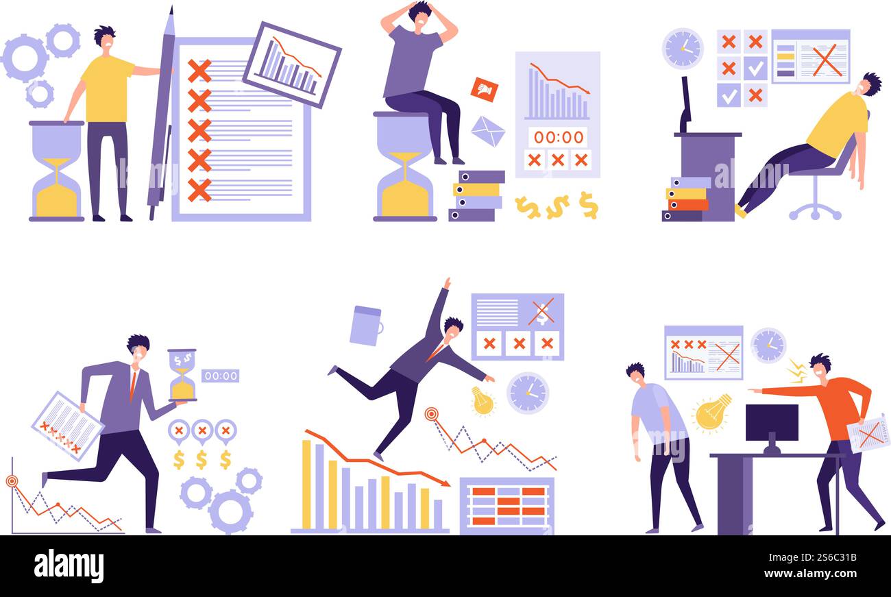 Plan fails. Over much tasks bad management non organized business ...