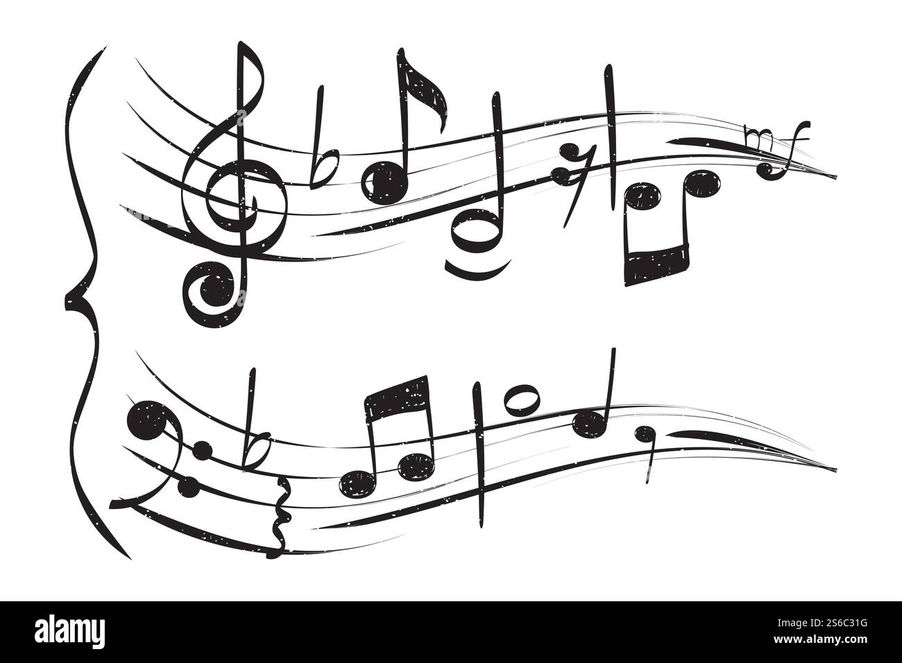 Hand drawn musical note. Staff treble clef notes musician vector ...