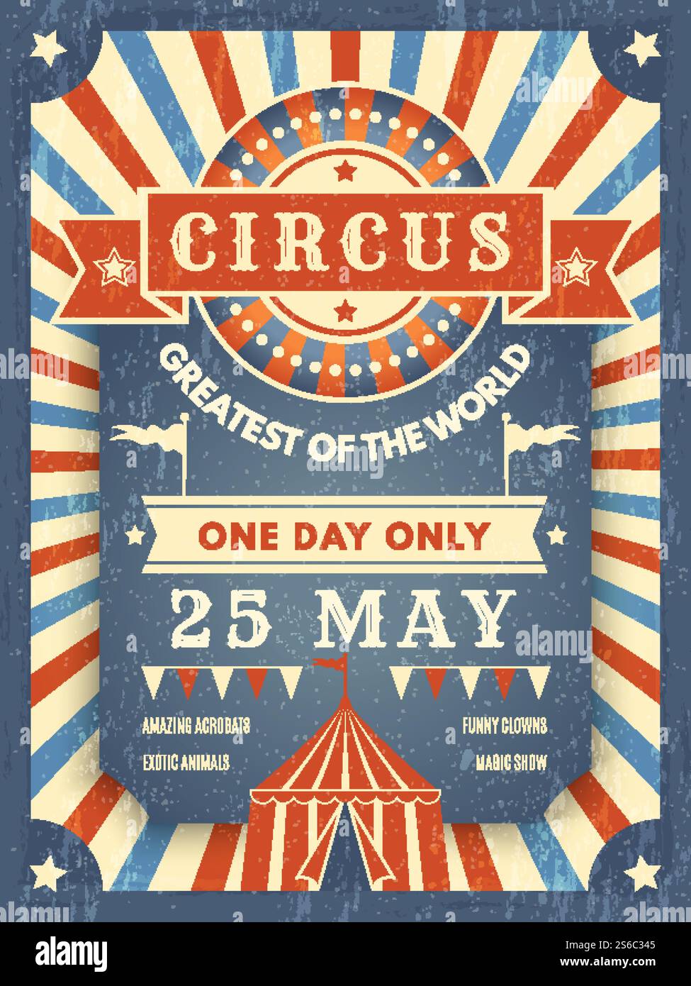 Circus retro poster. Best in show announcement placard with picture of ...