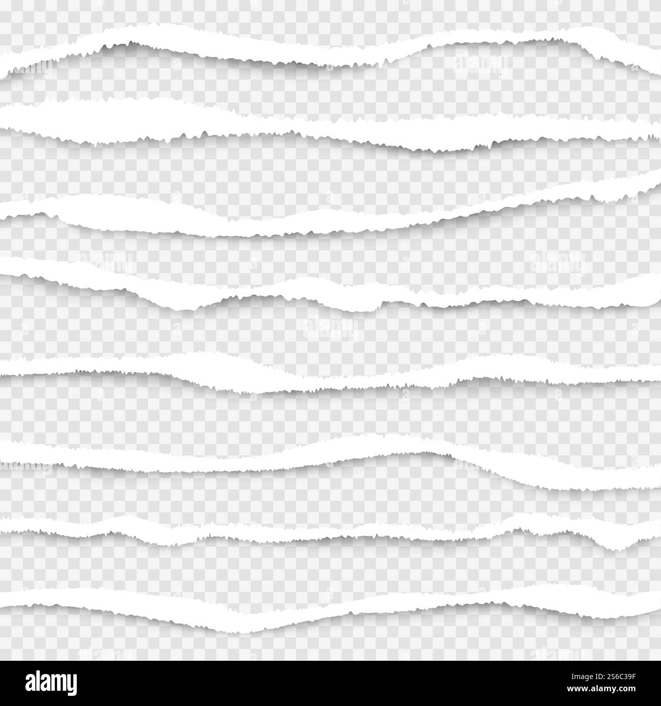 Ripped paper. Cut edges of white paper vector ripped lines realistic ...