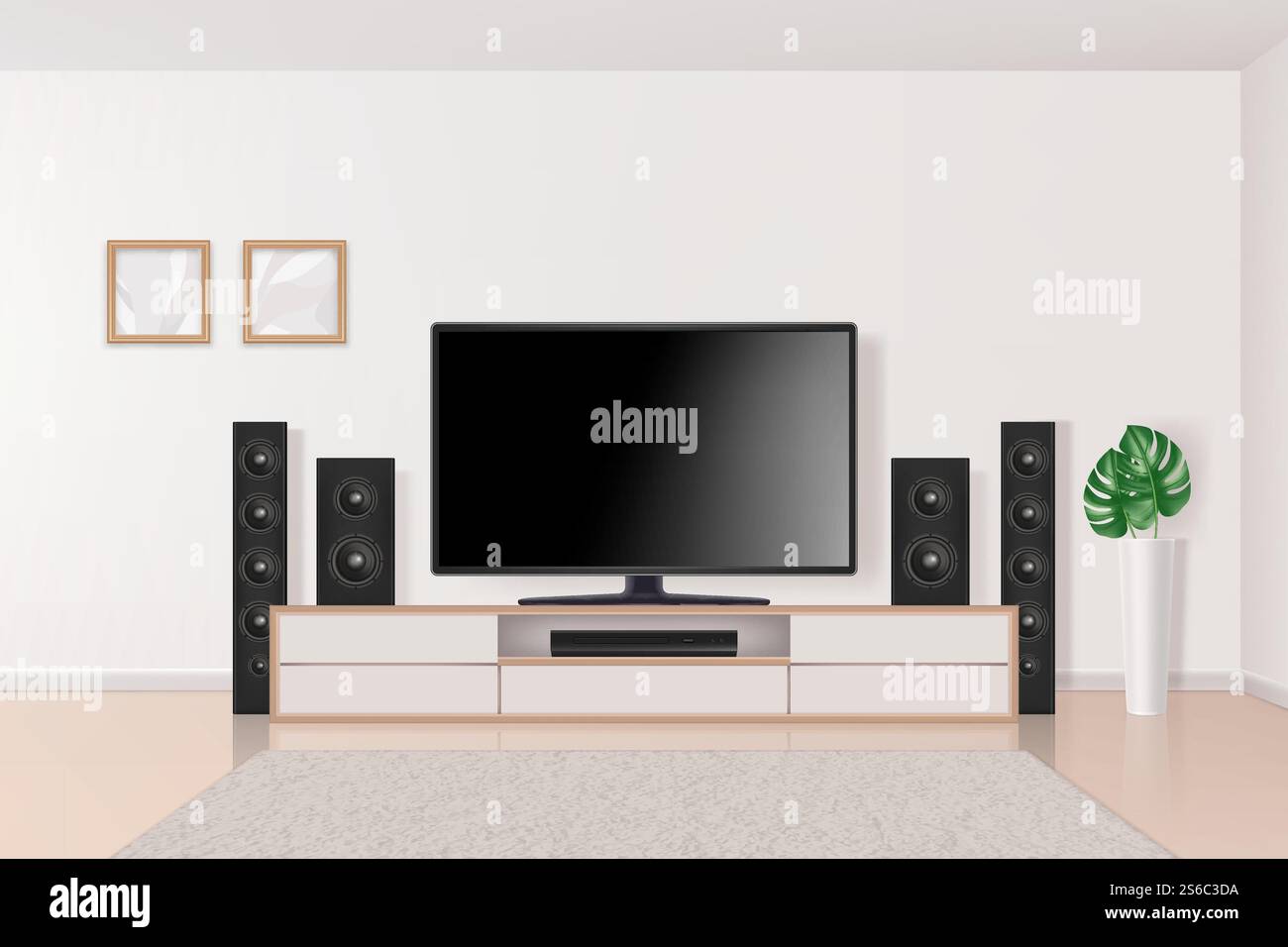 Home theatre. Tv set system in interior big modern multimedia system ...