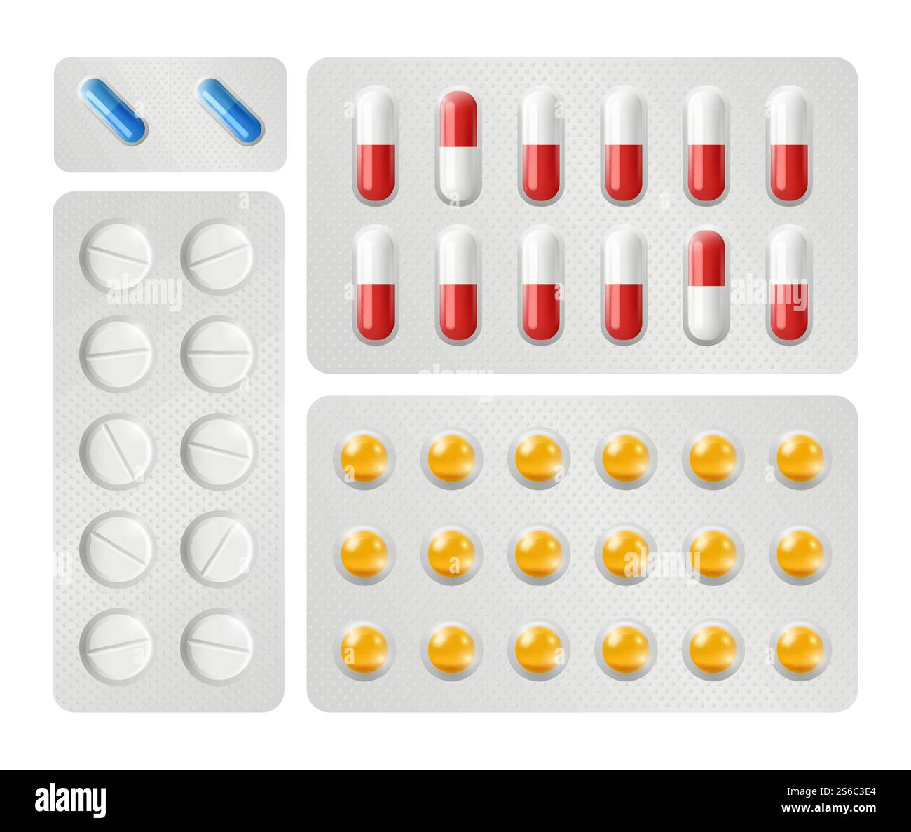 Realistic pills packing vector. Medications, drugs, vitamins isolated ...