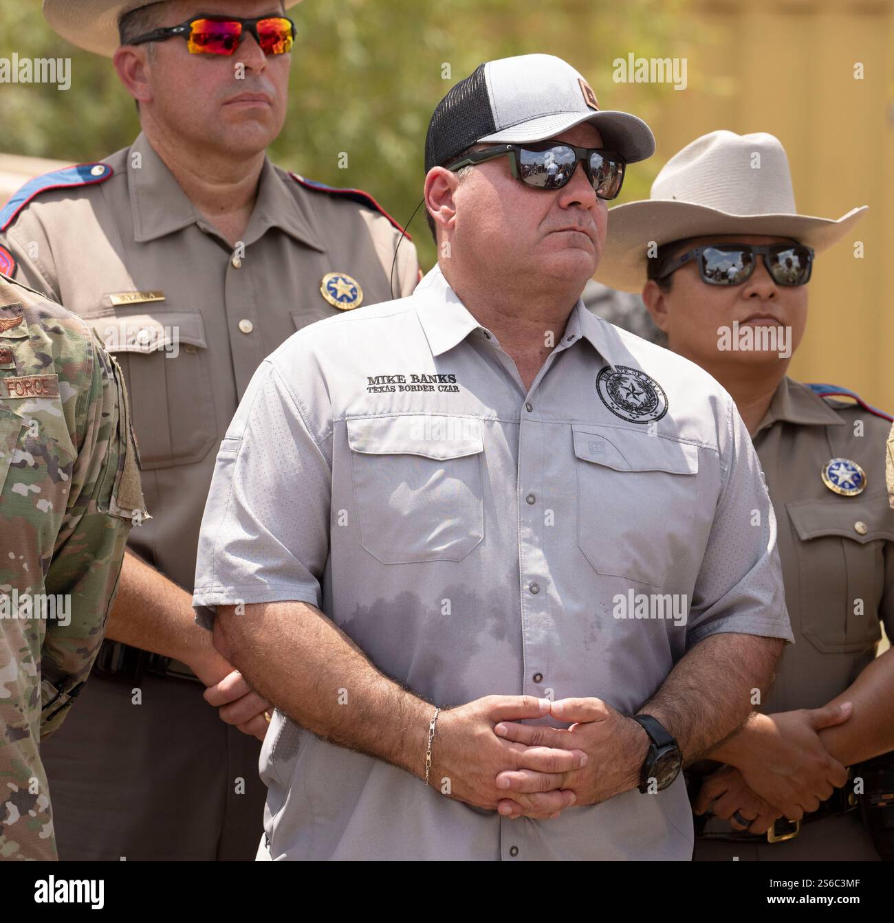 Eagle Pass Texas USA, August 21, 2023: Texas "Border Czar" MIKE BANKS ...