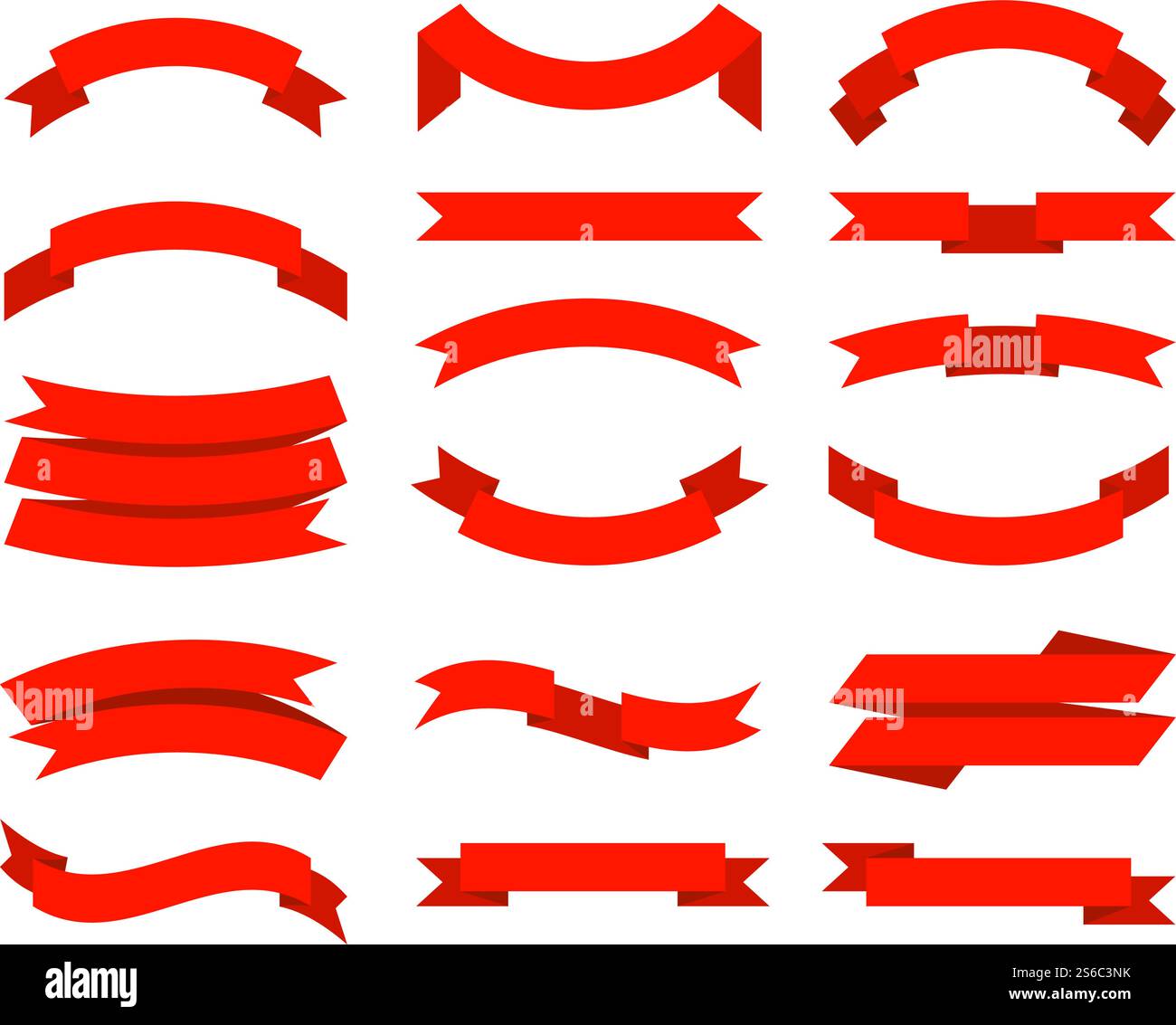 Flat ribbons. Banner tape collection premium red ribbons different ...