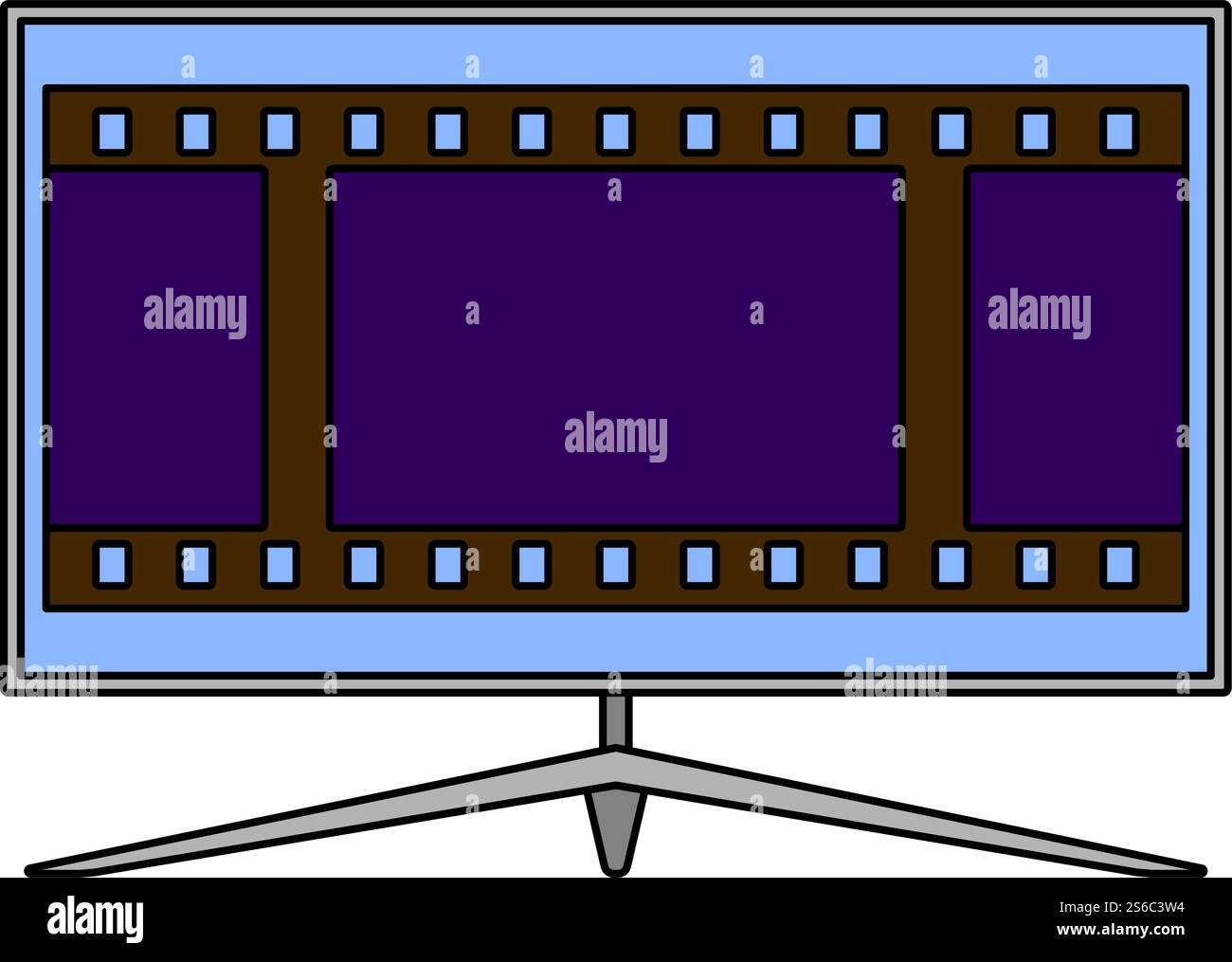 Cinema TV Screen Icon. Editable Outline With Color Fill Design. Vector ...