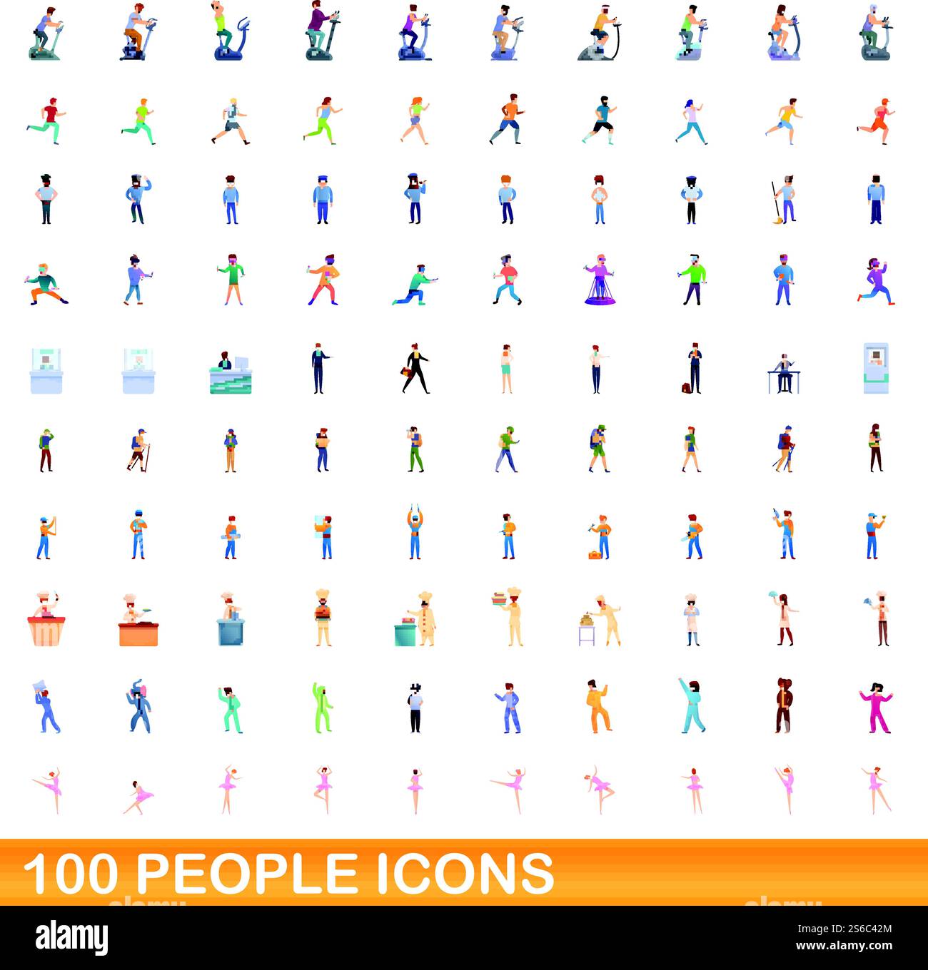 100 people icons set. Cartoon illustration of 100 people icons vector ...