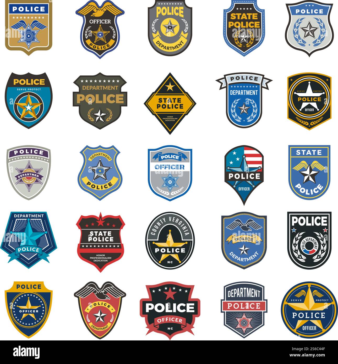 Police badges. Officer security federal agent signs and symbols police ...