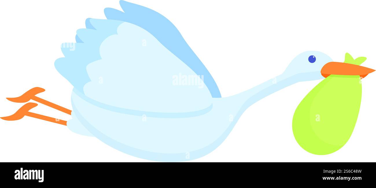 Flying baby stork icon. Cartoon of flying baby stork vector icon for ...