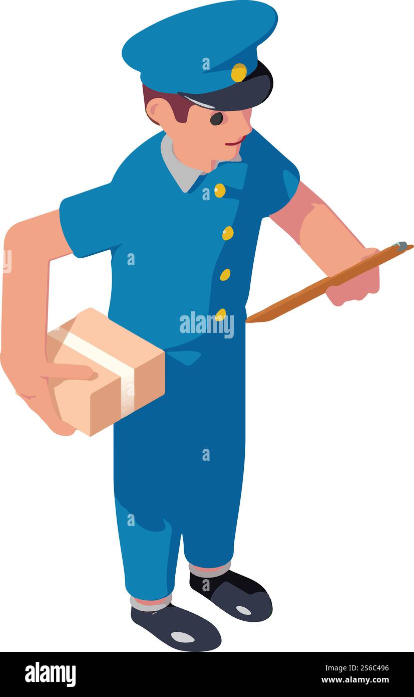 Postman parcel sign board icon. Isometric of postman parcel sign board ...