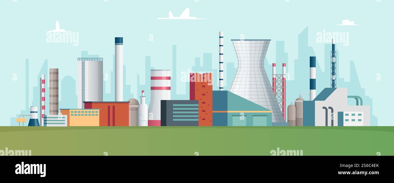 Industrial factory background. Exterior building of manufacturing ...