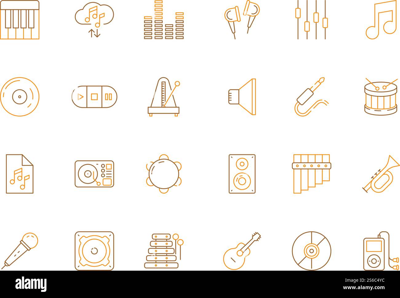 Musicians icons. Audio recording studio tools acoustic guitar piano ...