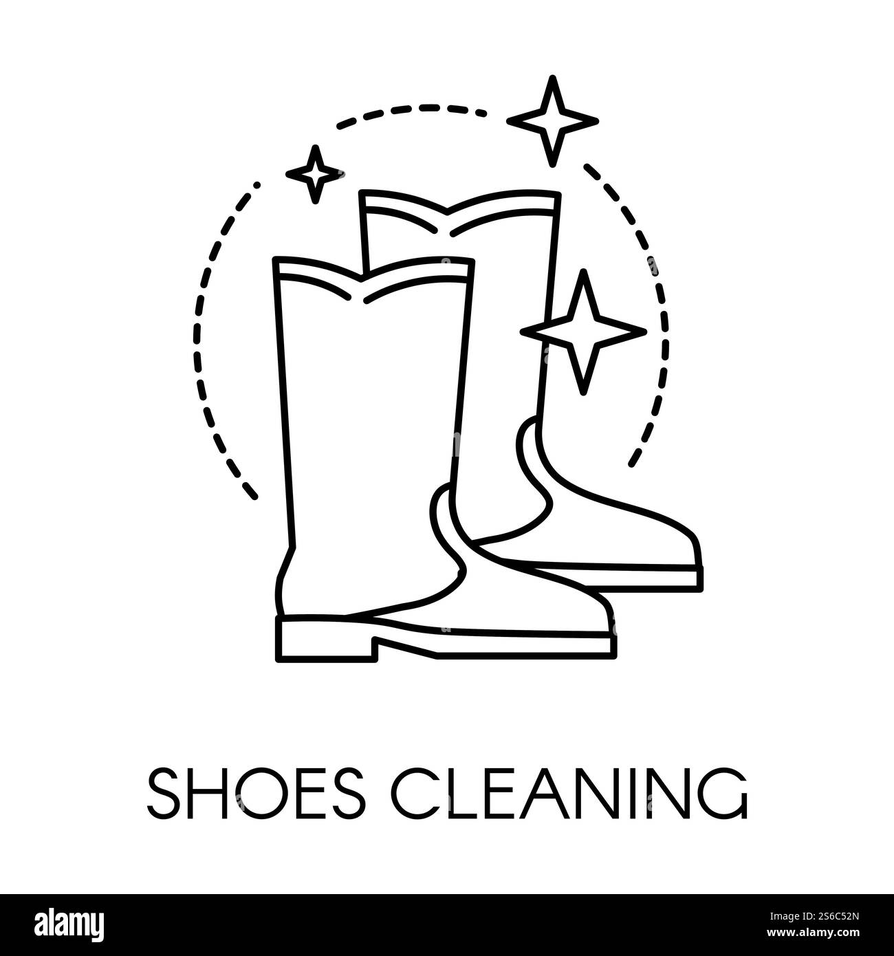 Shoes cleaning and care for boots vector, isolated logotype or ...