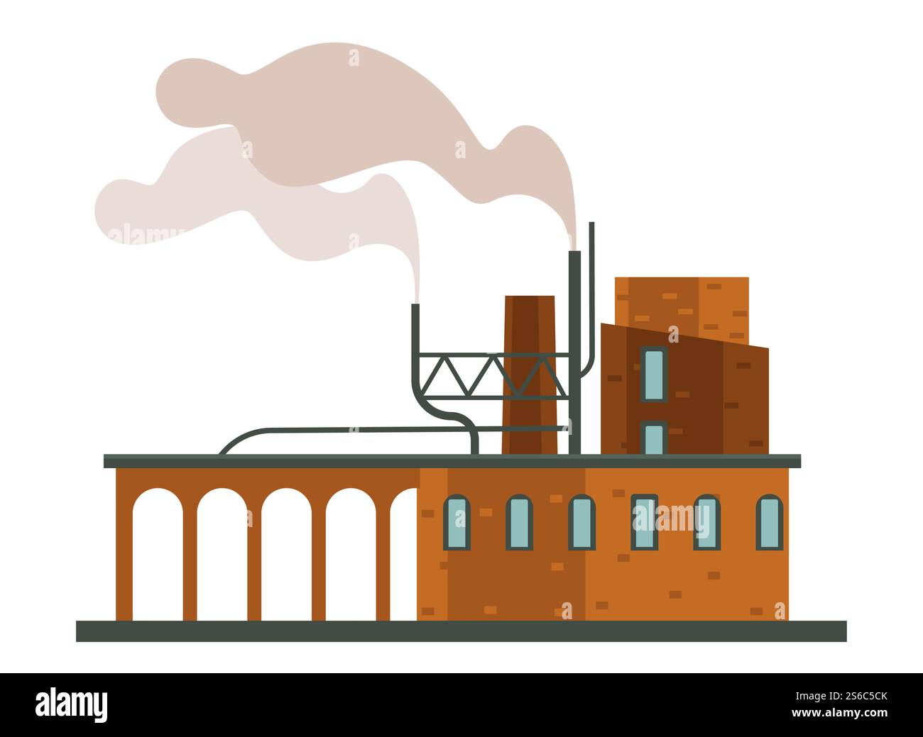 Factory and air pollution, polluted environment, industrial smog and ...