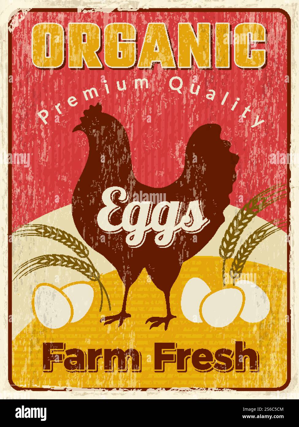 Chicken poster. Fresh egg healthy farm food vector design placard ...