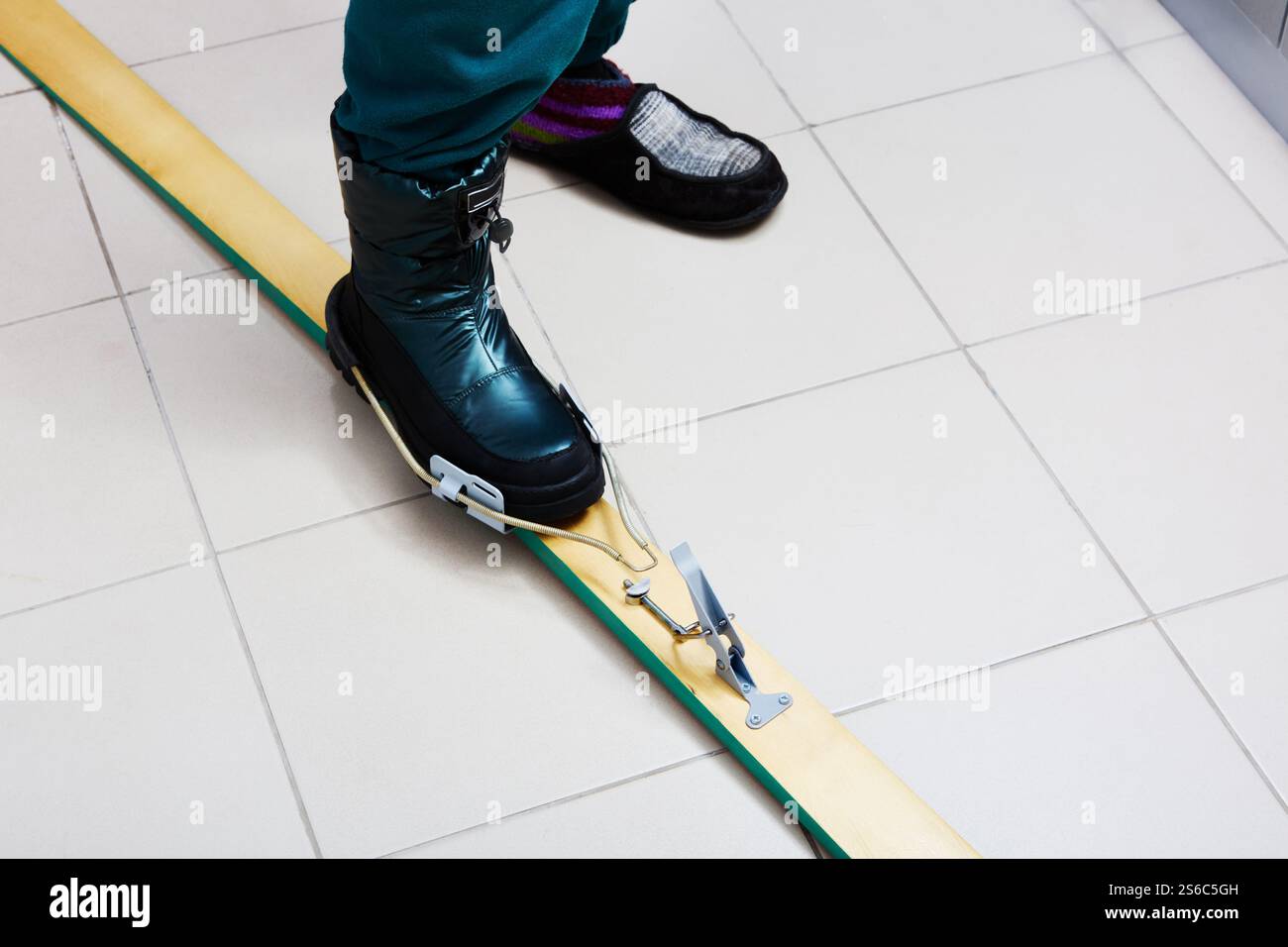 New cable ski bindings with free heel, similar to early bindings called ...