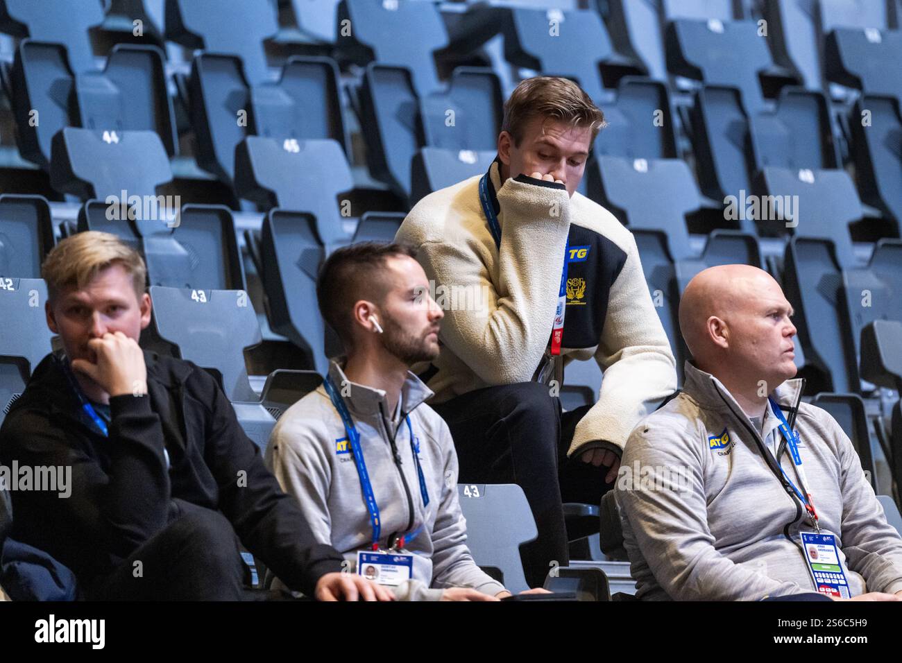 250116 Goalkeeper Tobias Thulin of Sweden in the stands during the 2025 ...