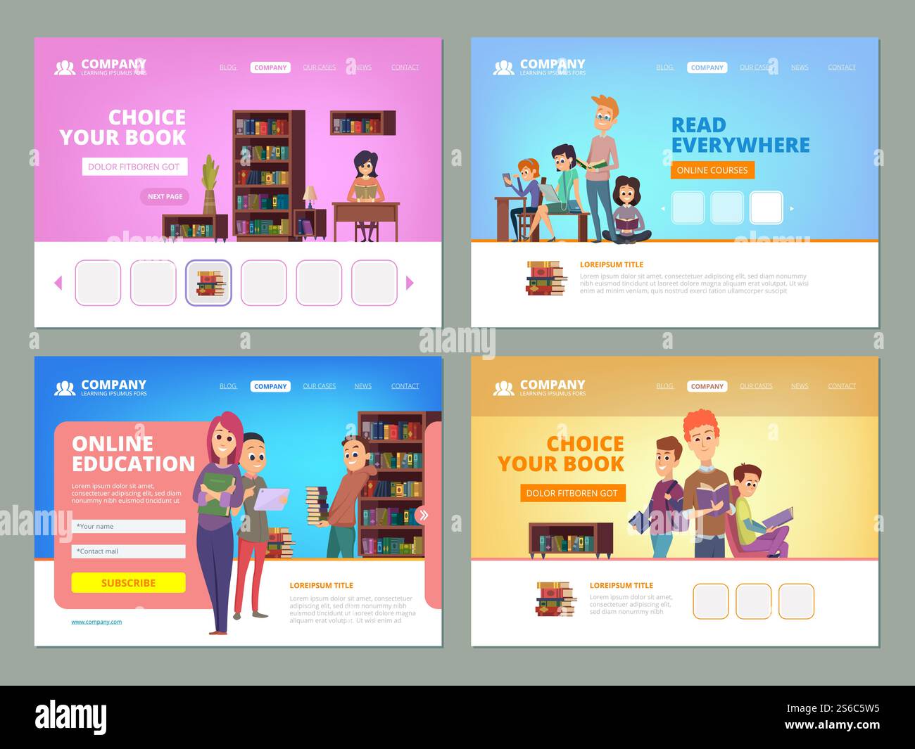 School education landing. Learning distance courses students reading ...