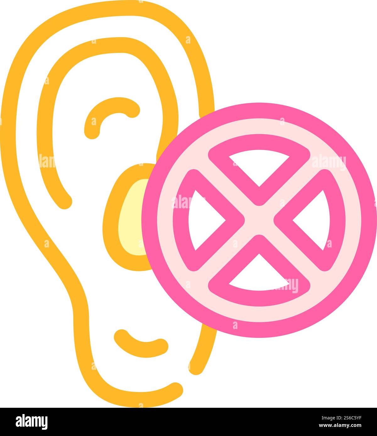 deafness disease color icon vector. deafness disease sign. isolated ...