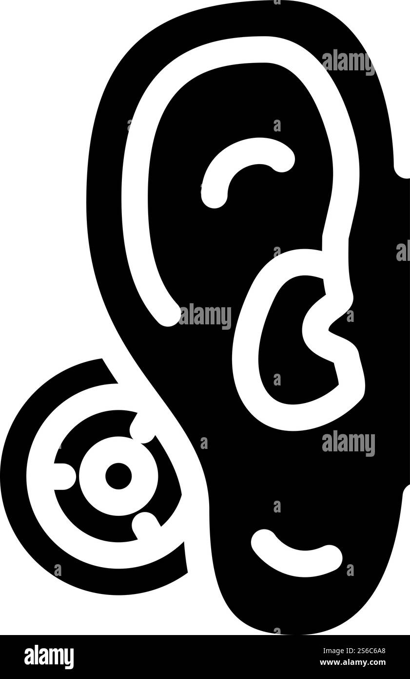 bone conduction hearing aid glyph icon vector. bone conduction hearing ...